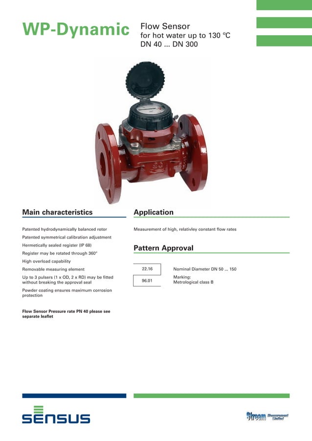 Sensus WP-Dynamic Flow Meter - Spec Sheet | PDF