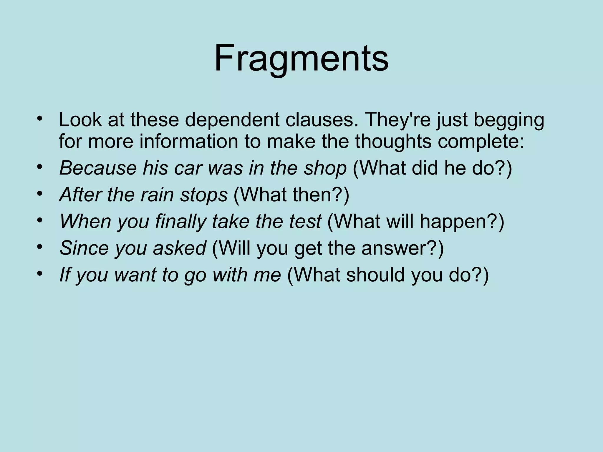 Sentence Vs. Fragment | PPT