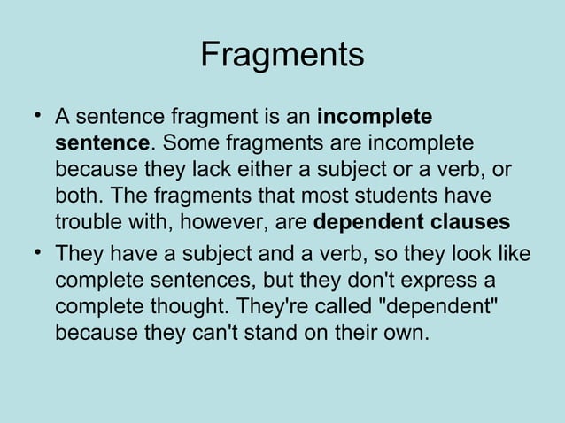 Sentence Vs. Fragment | PPT