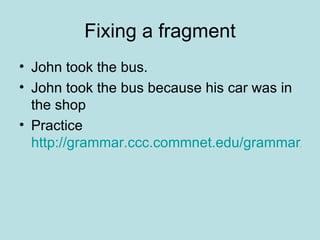 Sentence Vs. Fragment | PPT