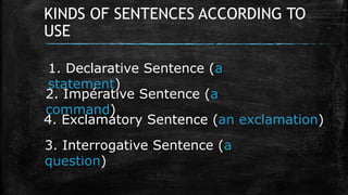 Kinds of Sentences According to Use and Structure | PPTX