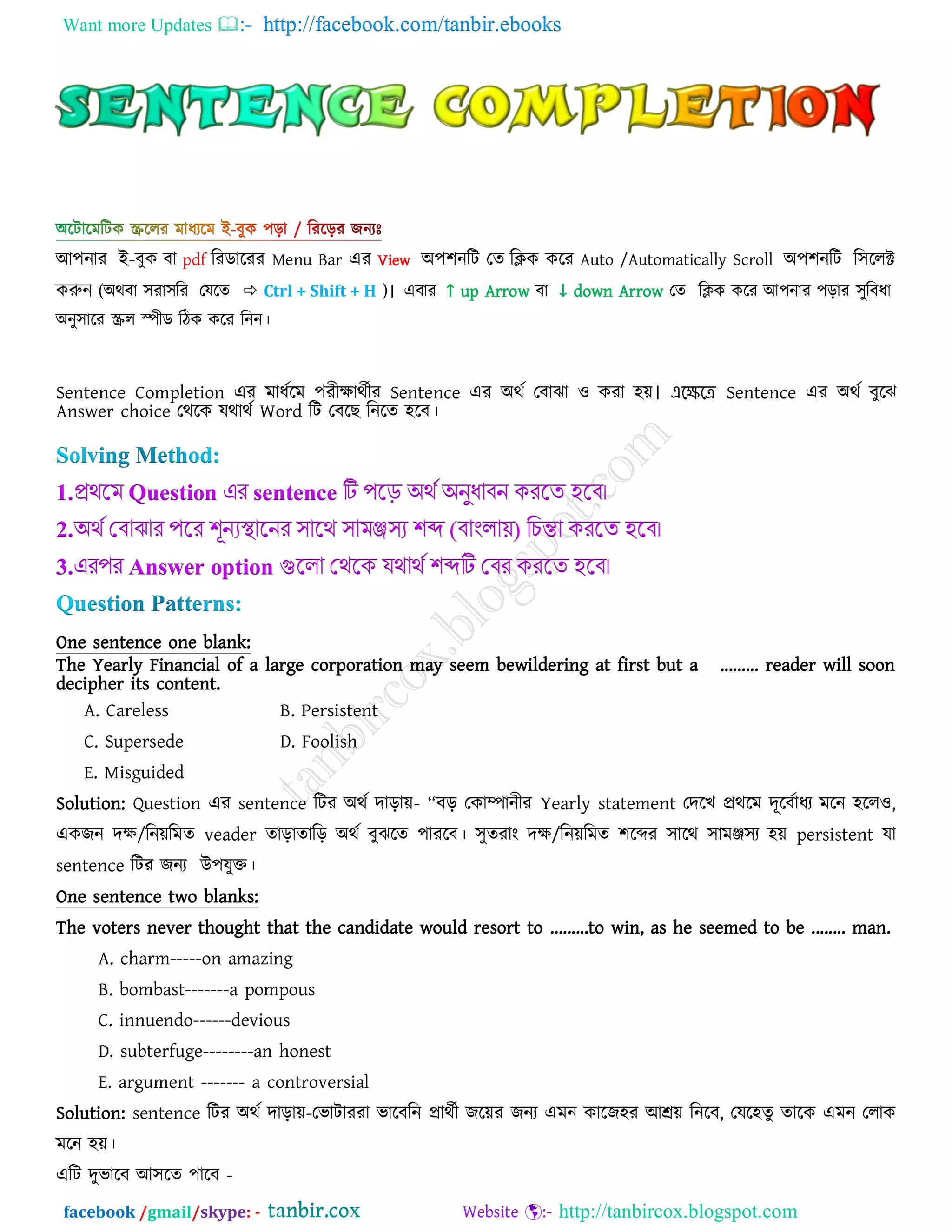 Sentence completion by tanbircox | PDF