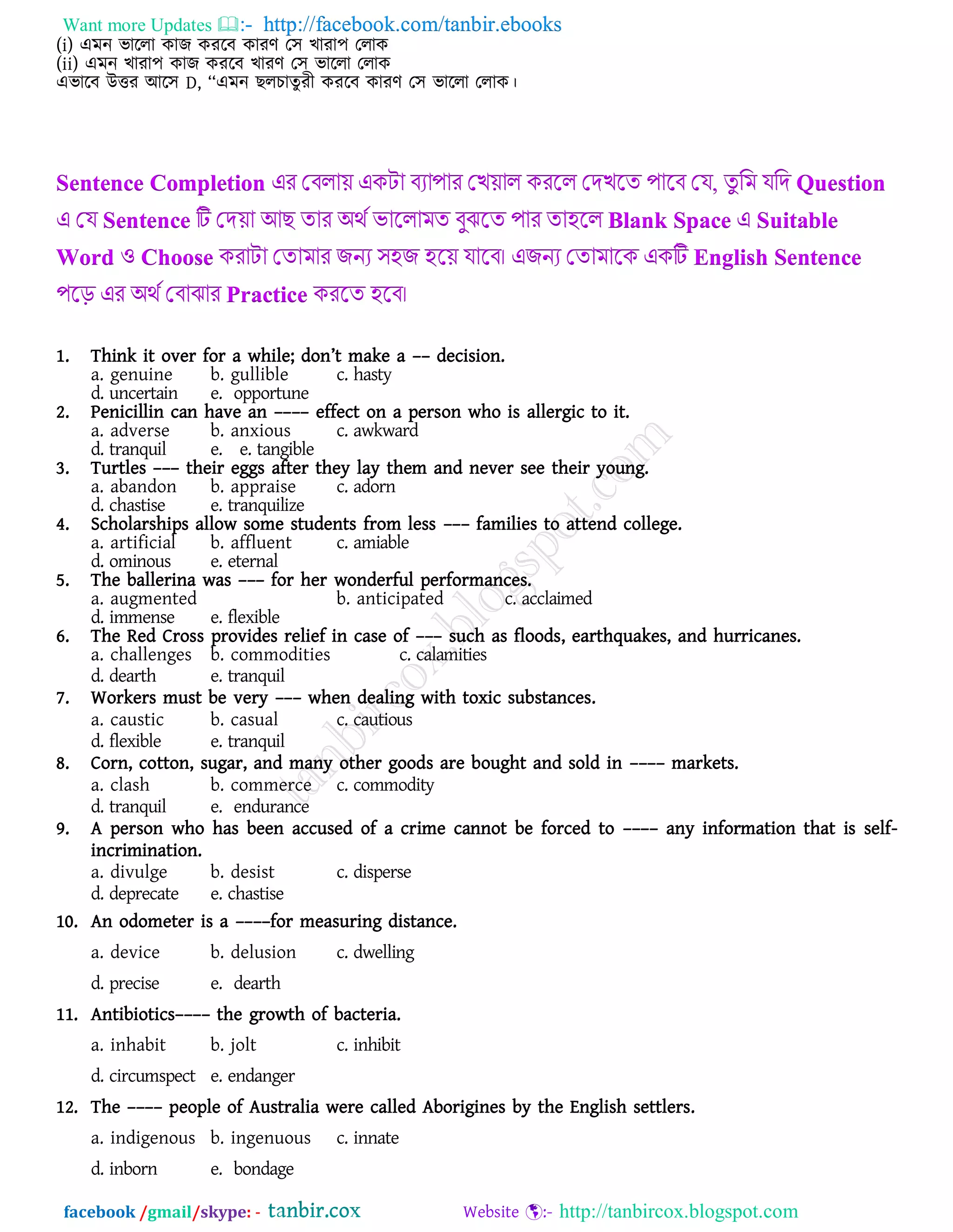 Sentence completion by tanbircox | PDF