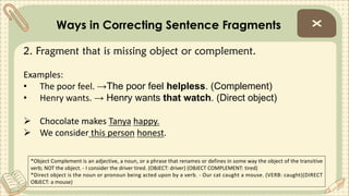 ELP - Sentence Fragments Presentation (Correcting Sentence Error) | PDF
