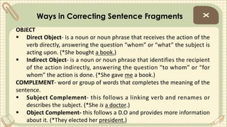 ELP - Sentence Fragments Presentation (Correcting Sentence Error) | PDF