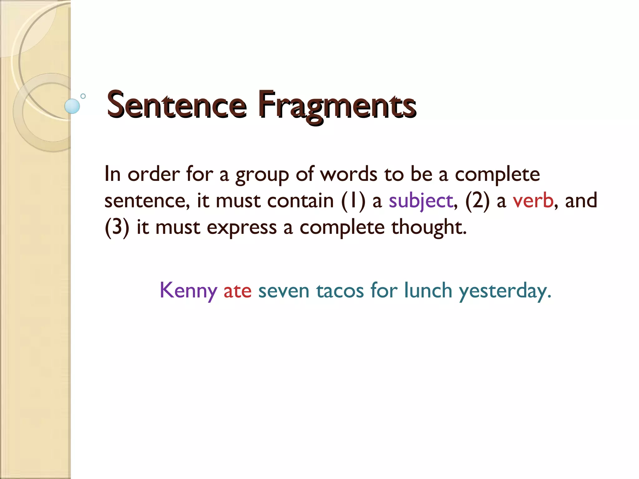 Sentence Fragments Slidecast | PPT