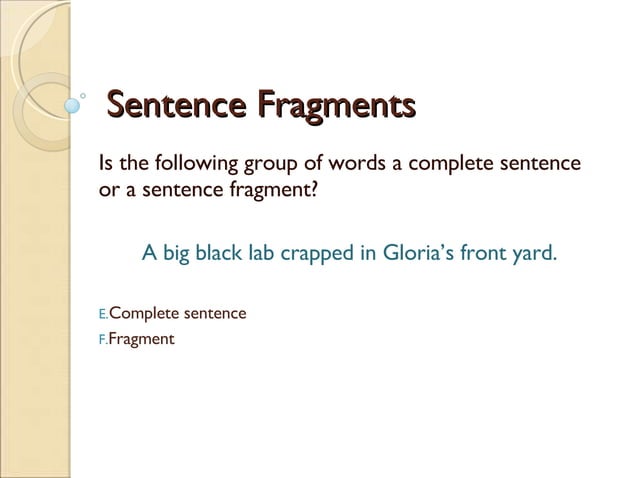 Sentence Fragments Slidecast | PPT