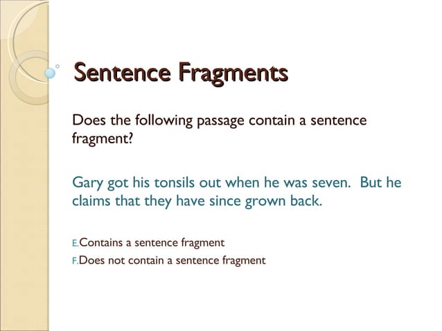 Sentence Fragments Slidecast | PPT