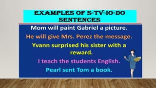 SENTENCE PATTERNS - ENGLISH (s-v-io-do) | PPT