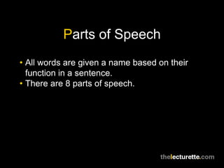 Sentence analysis: Parts of Speech | PPTX