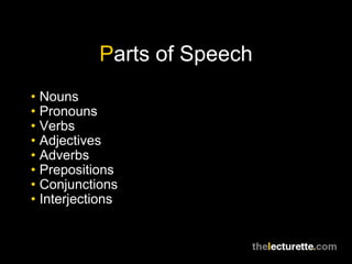 Sentence analysis: Parts of Speech | PPTX