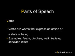 Sentence analysis: Parts of Speech | PPTX