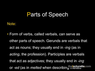 Sentence analysis: Parts of Speech | PPTX