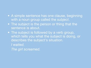 Sentence and clause in english | PPT