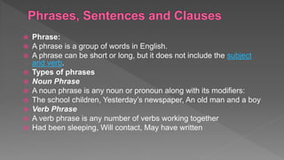 Sentence and clauses Presentation | PPTX
