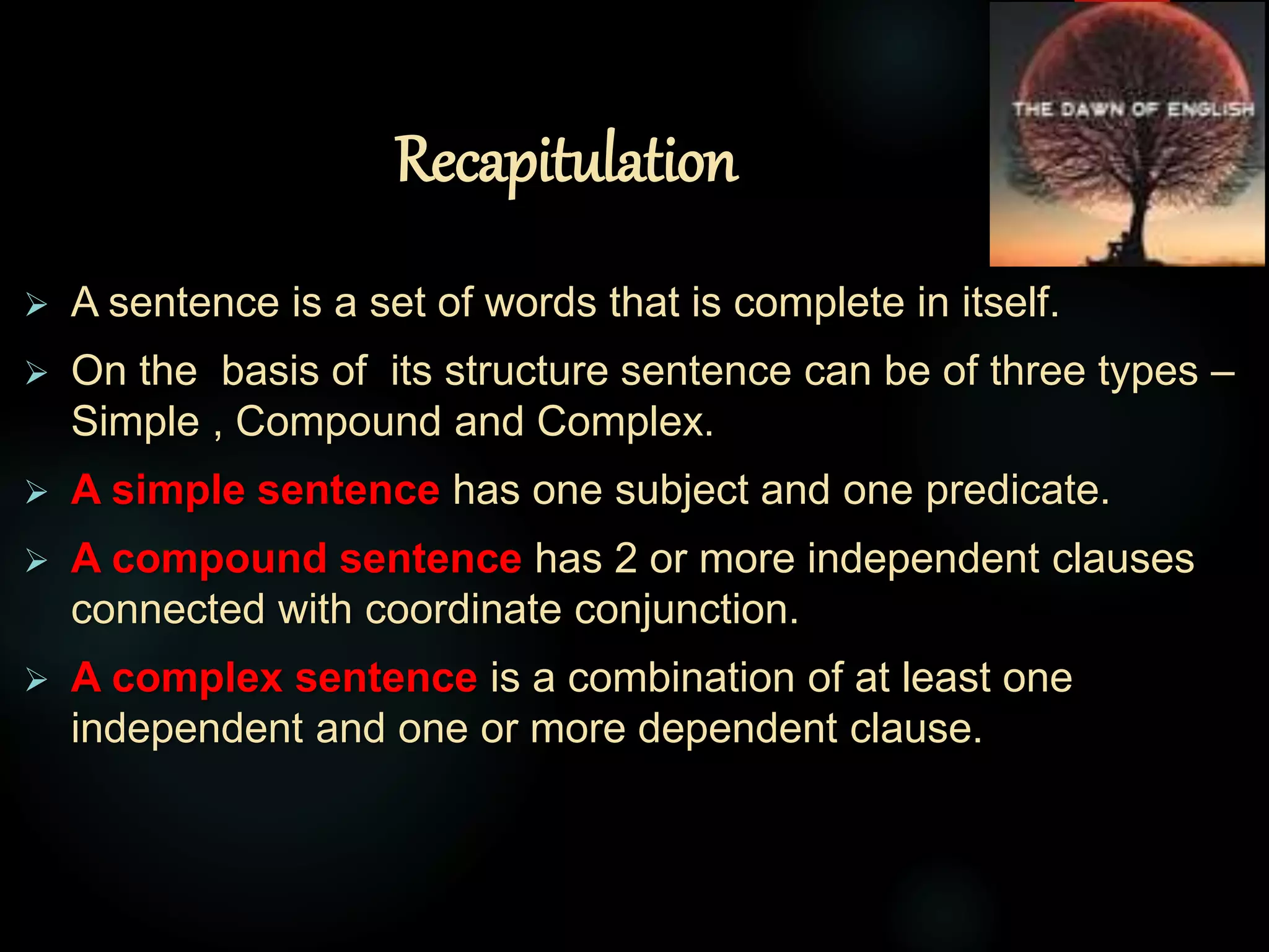 Types of Sentence|| Simple || Compound || Complex Sentence ||| Grammar ...