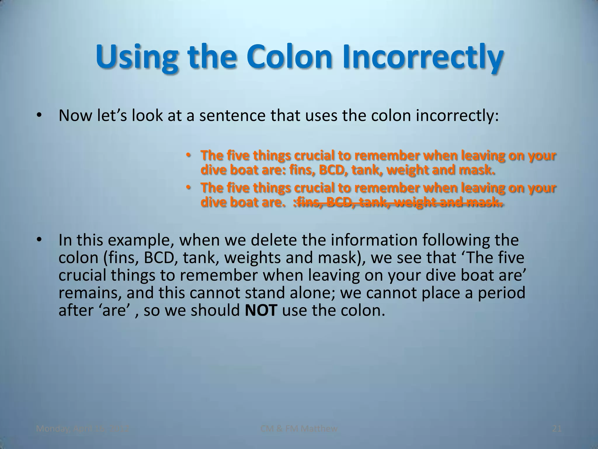 Combining Sentences Using Semi-Colons and Colons | PPTX