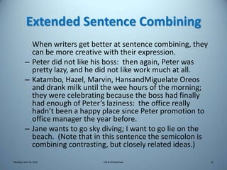 Combining Sentences Using Semi-Colons and Colons | PPTX