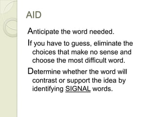 Sentence completion tips (CT slides) | PPTX