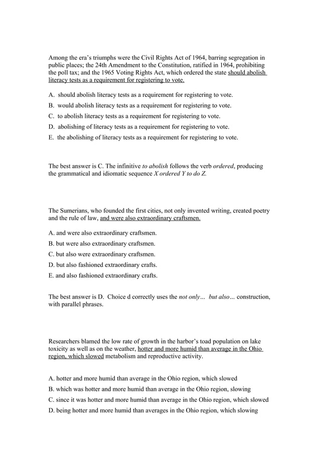 Sentence correction practice problems | PDF