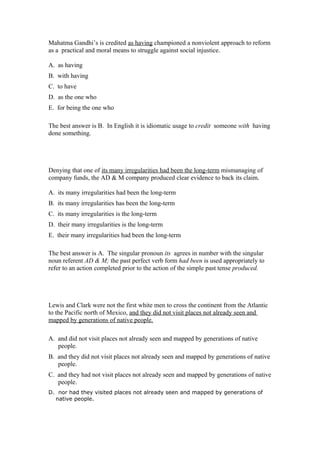 Sentence correction practice problems | PDF