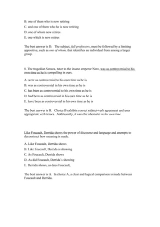 Sentence correction practice problems | PDF