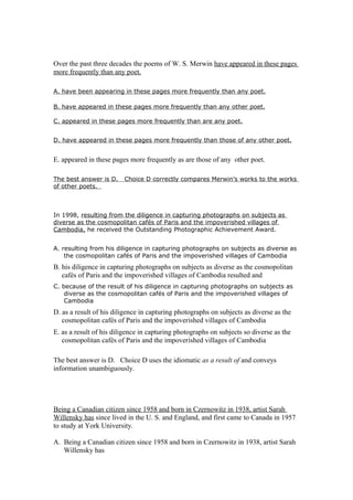 Sentence correction practice problems | PDF