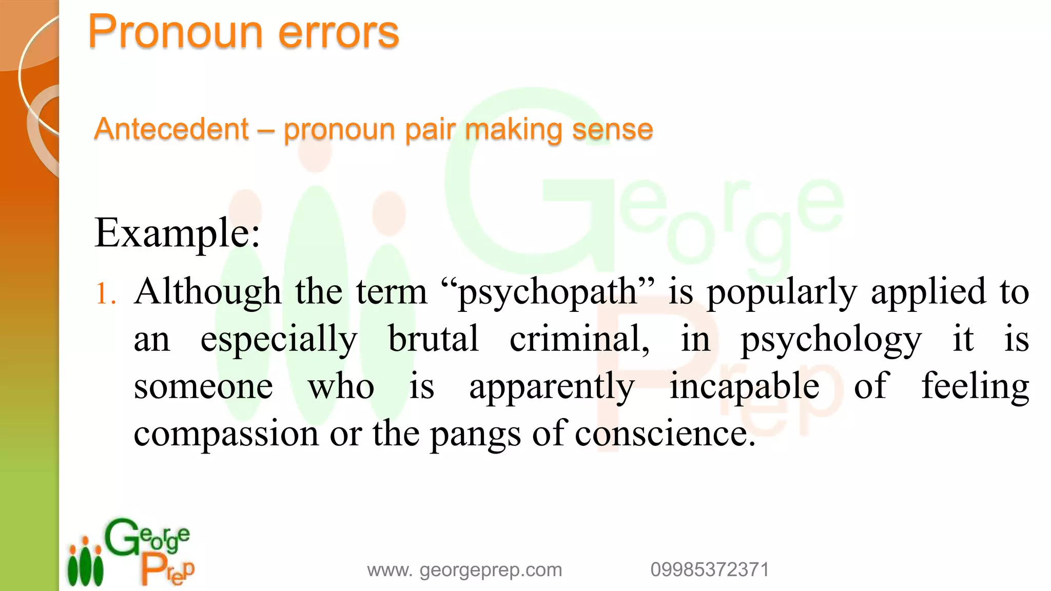 Sentence correction 2( pronouns and modifiers) | PPTX | Internet for ...