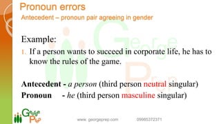Sentence correction 2( pronouns and modifiers) | PPTX | Internet for ...