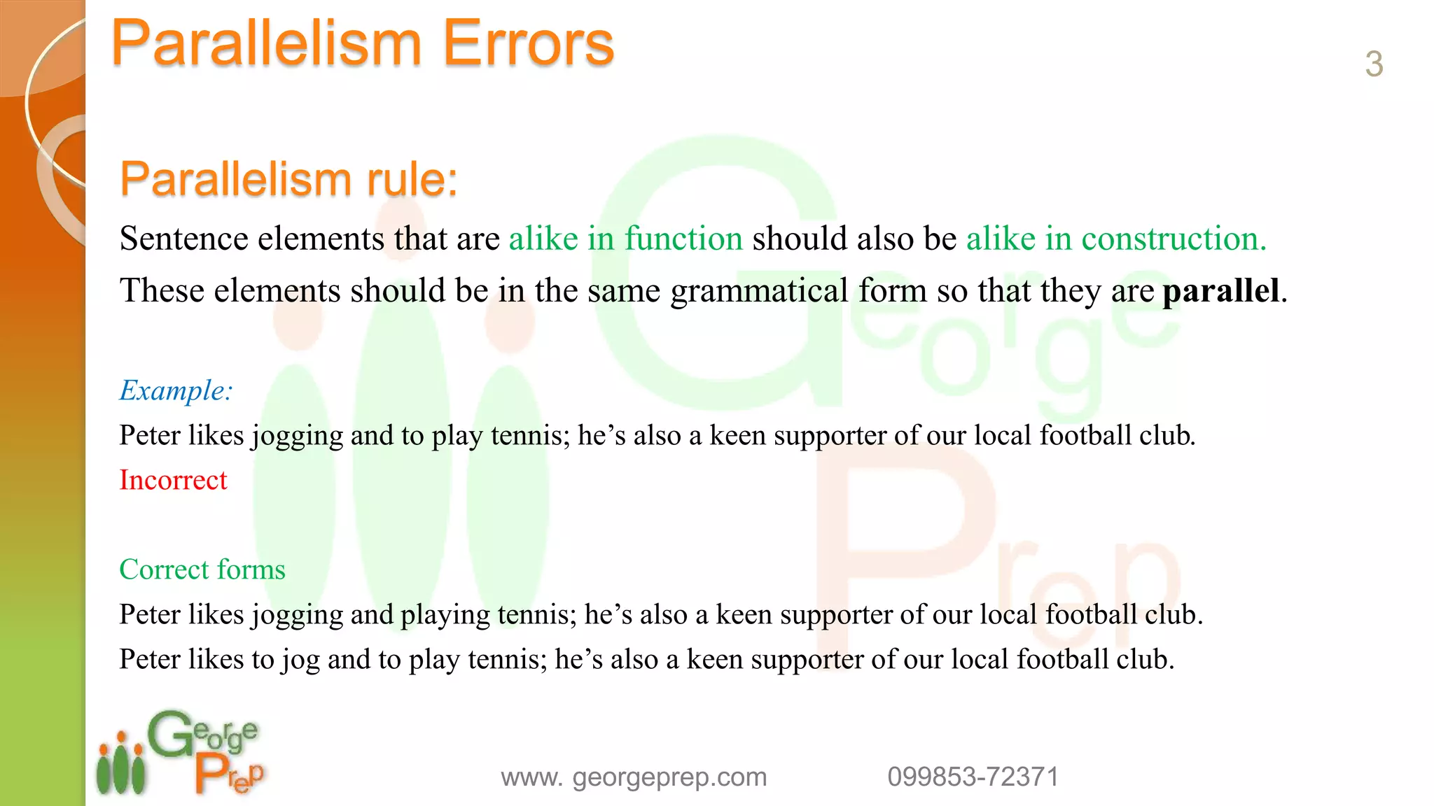 Sentence correction 3 (parallelism and miscellaneous) | PPTX