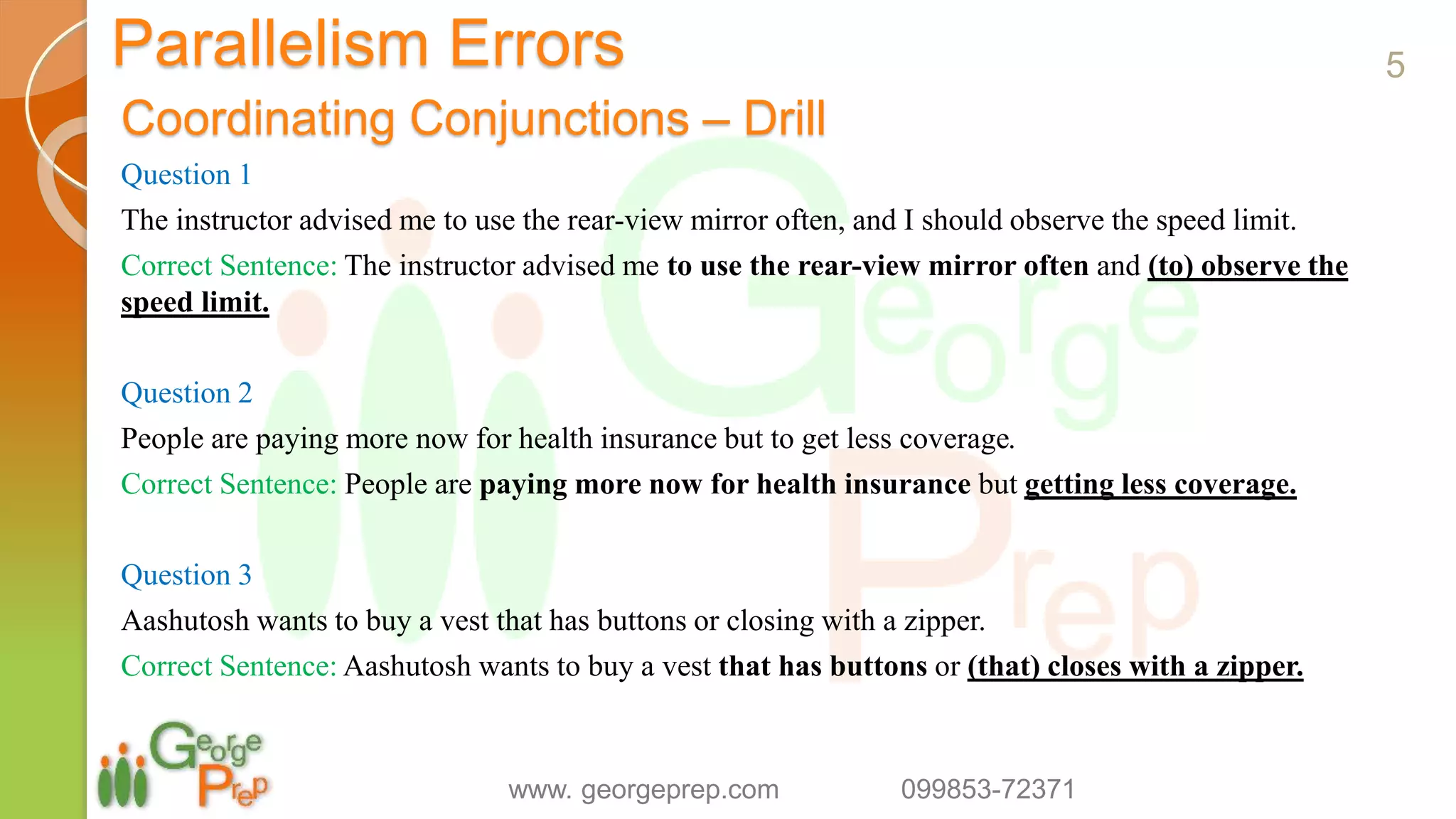 Sentence correction 3 (parallelism and miscellaneous) | PPTX