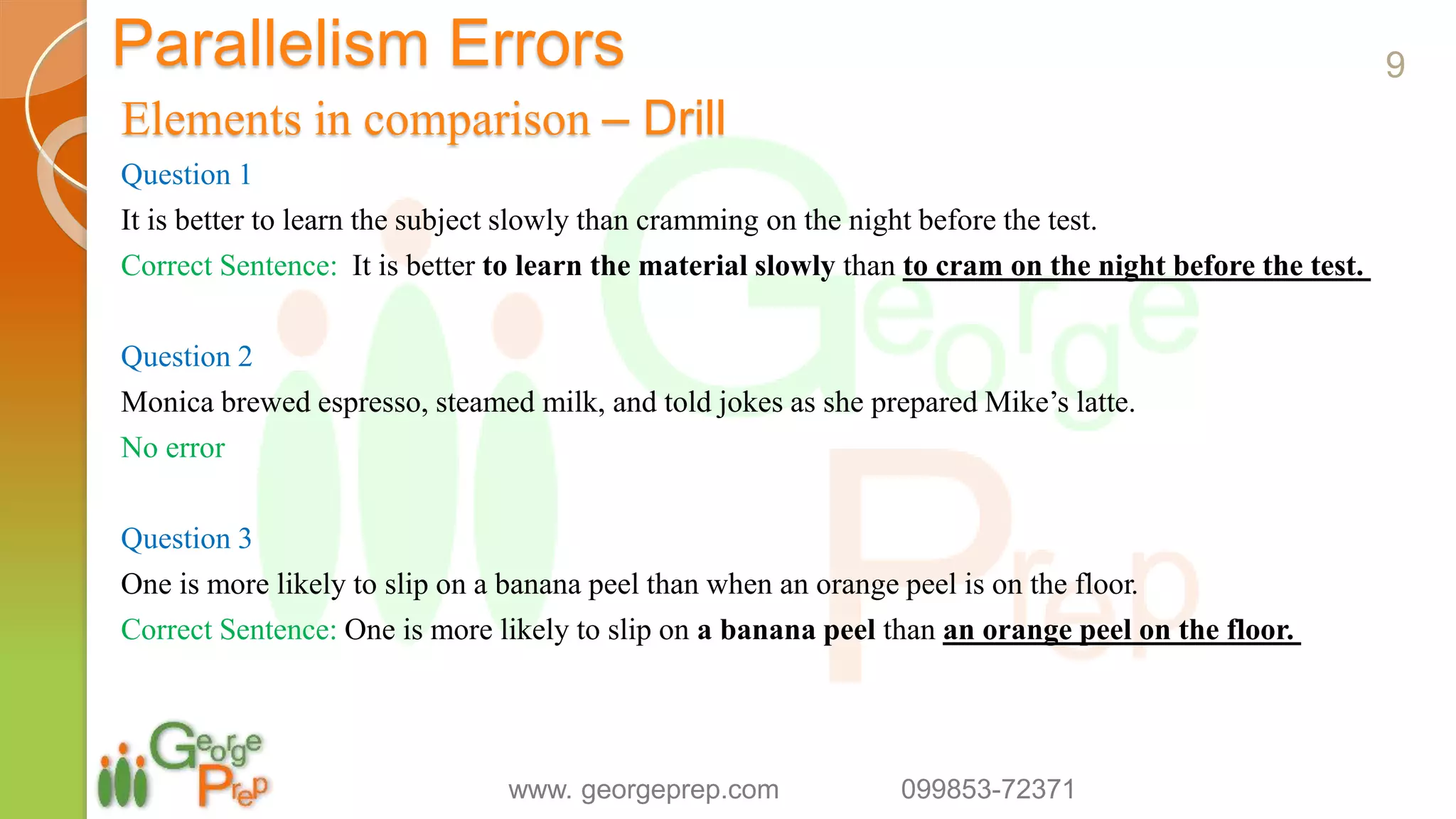 Sentence correction 3 (parallelism and miscellaneous) | PPTX