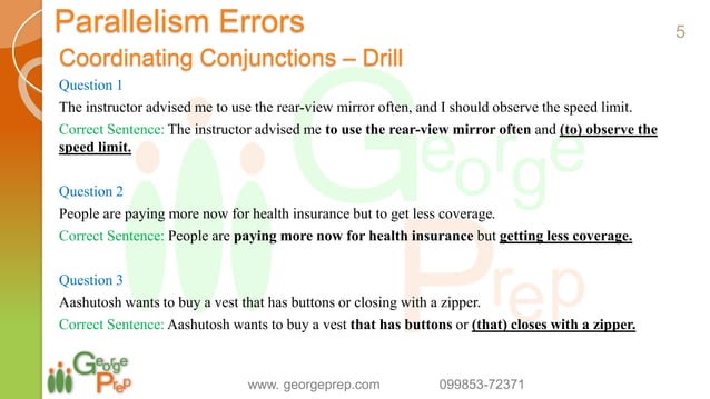 Sentence correction 3 (parallelism and miscellaneous) | PPTX