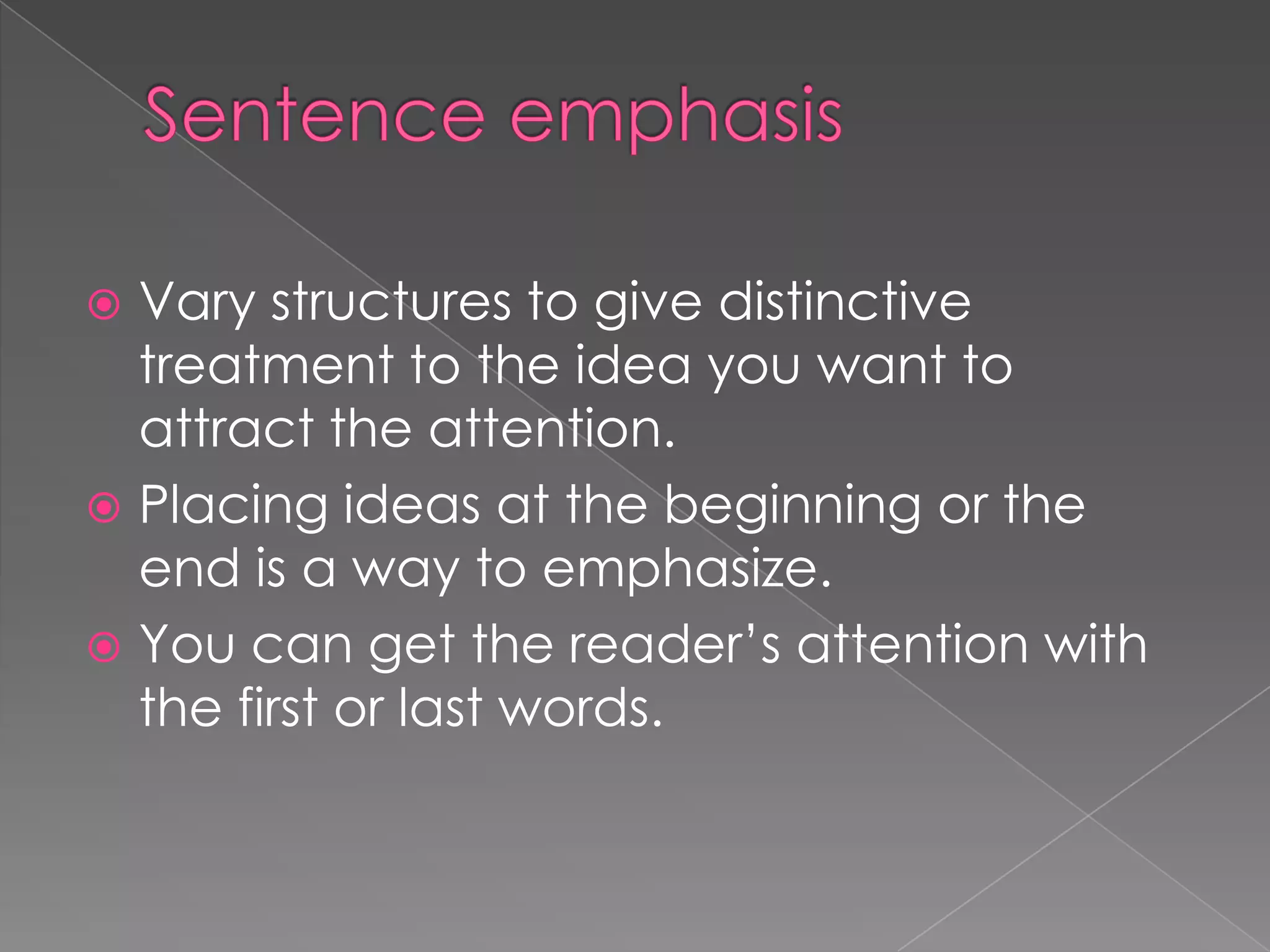 Sentence emphasis and variety | PPTX