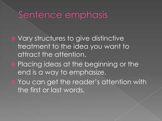 Sentence emphasis and variety | PPTX