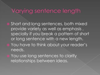 Sentence emphasis and variety | PPTX