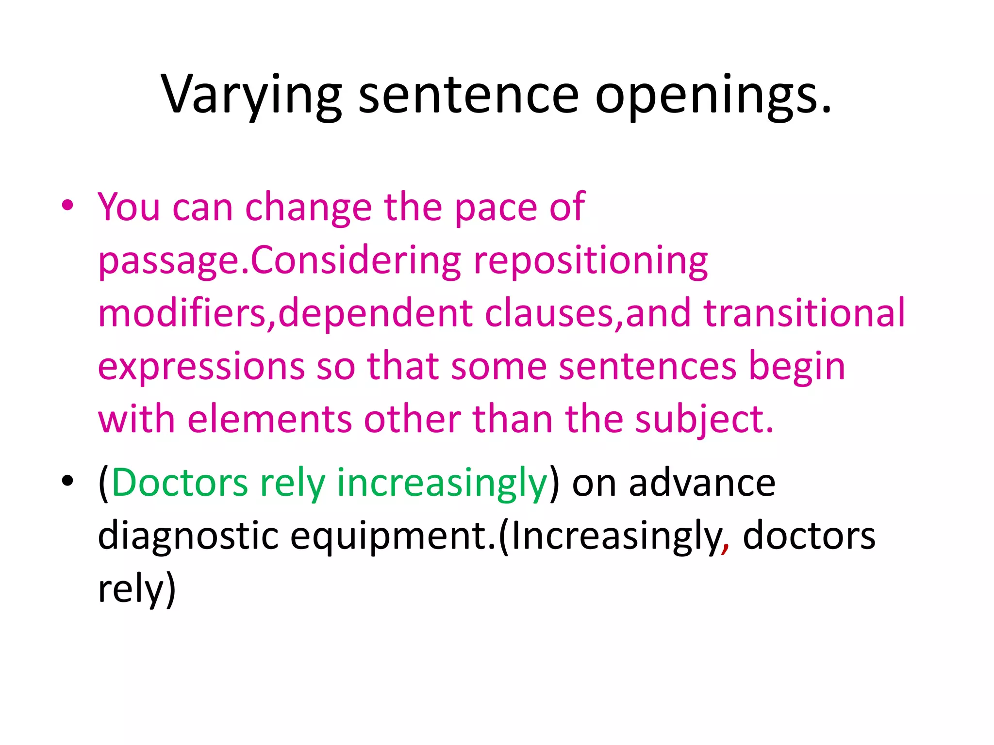 Sentence emphasis and vitality | PPTX
