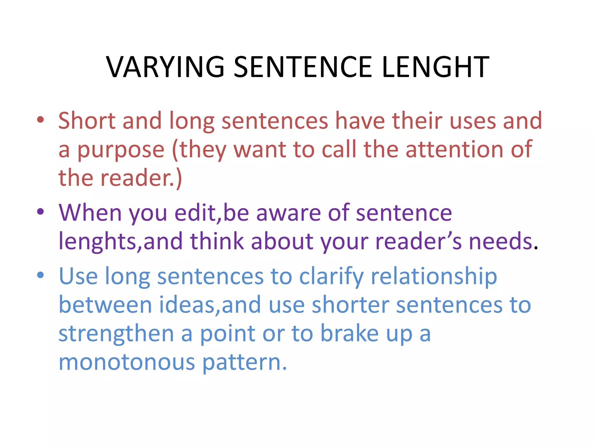 Sentence emphasis and vitality | PPTX