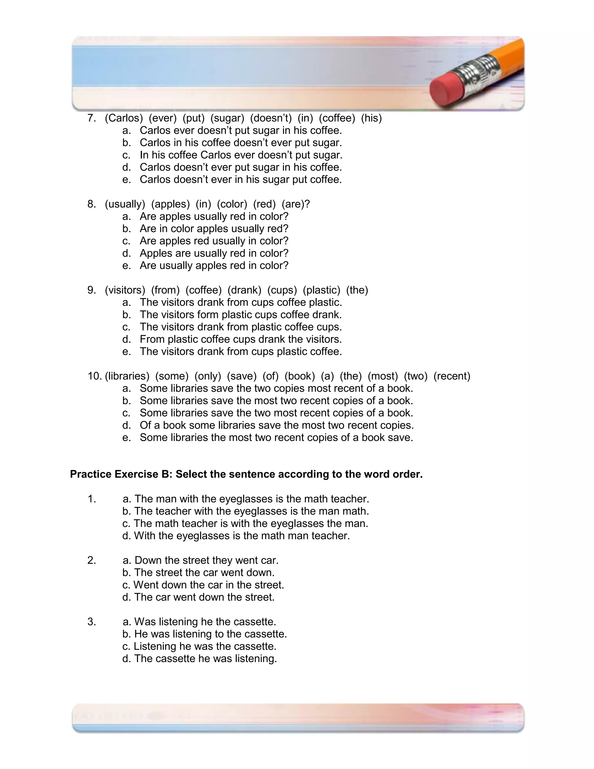 Sentence Structure - Kinds of Sentences | PDF
