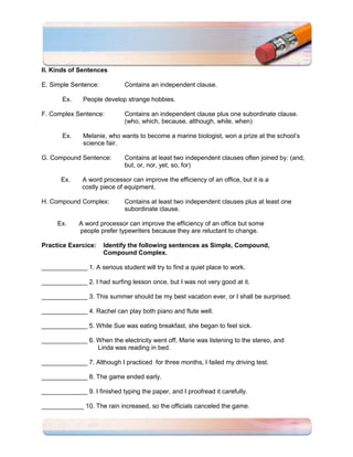 Sentence Structure - Kinds of Sentences | PDF