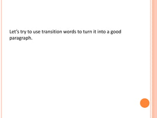 Sentence fluency transition words | PPTX
