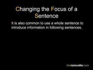 Changing the focus of a sentence | PPT