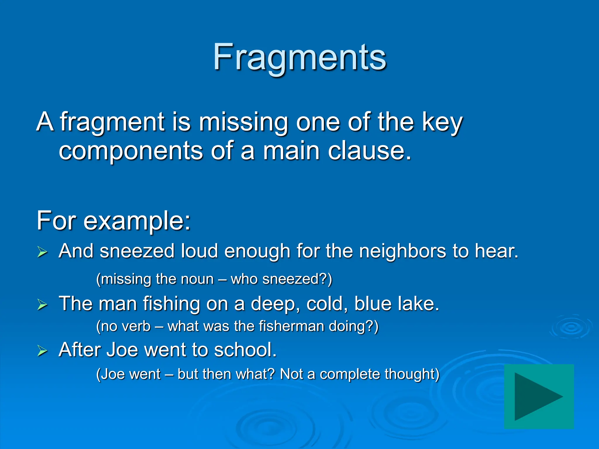sentence and fragments in English 9 subject | PPT