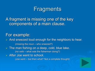 sentence and fragments in English 9 subject | PPT