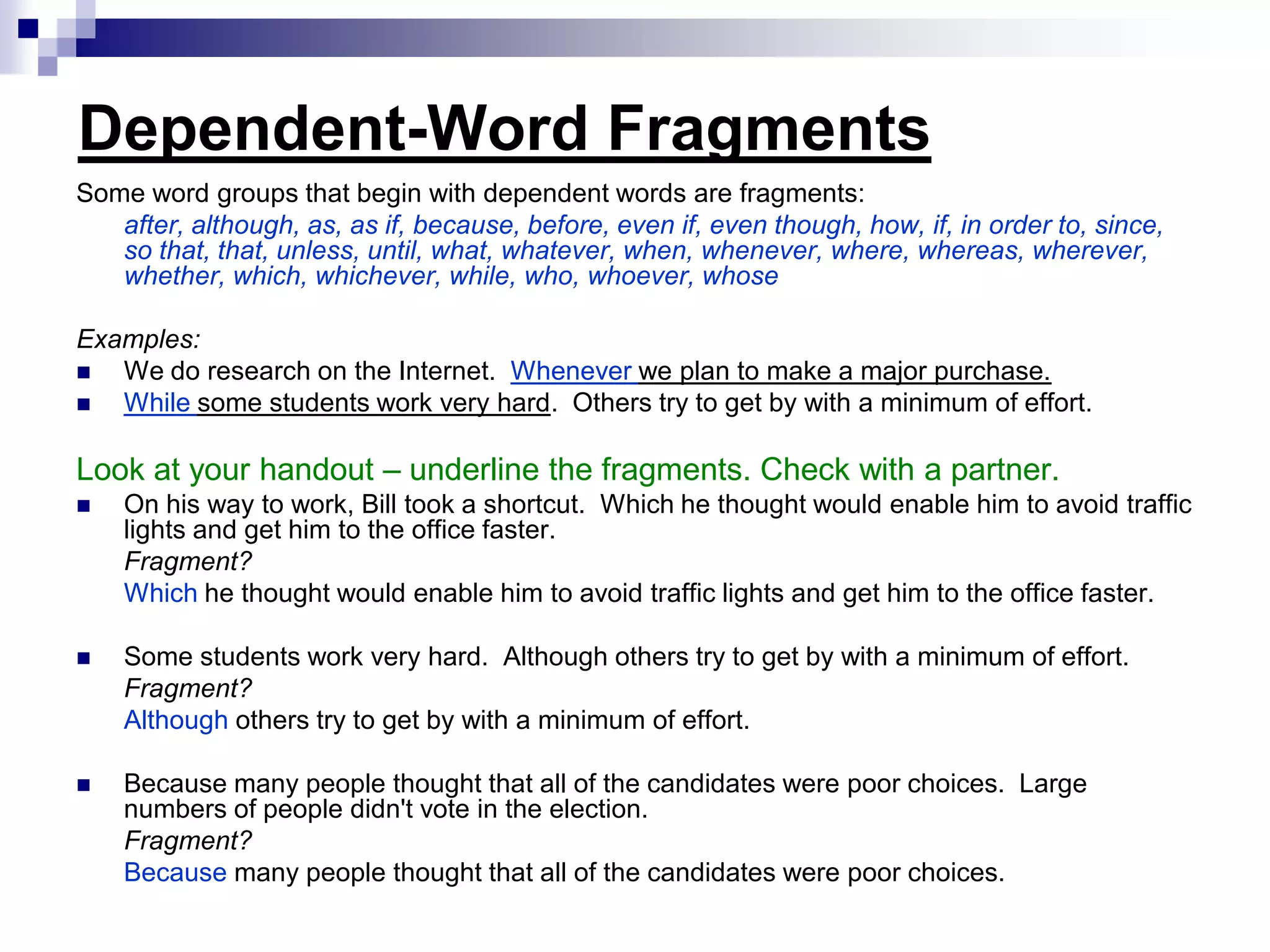 Sentence fragments | PPTX