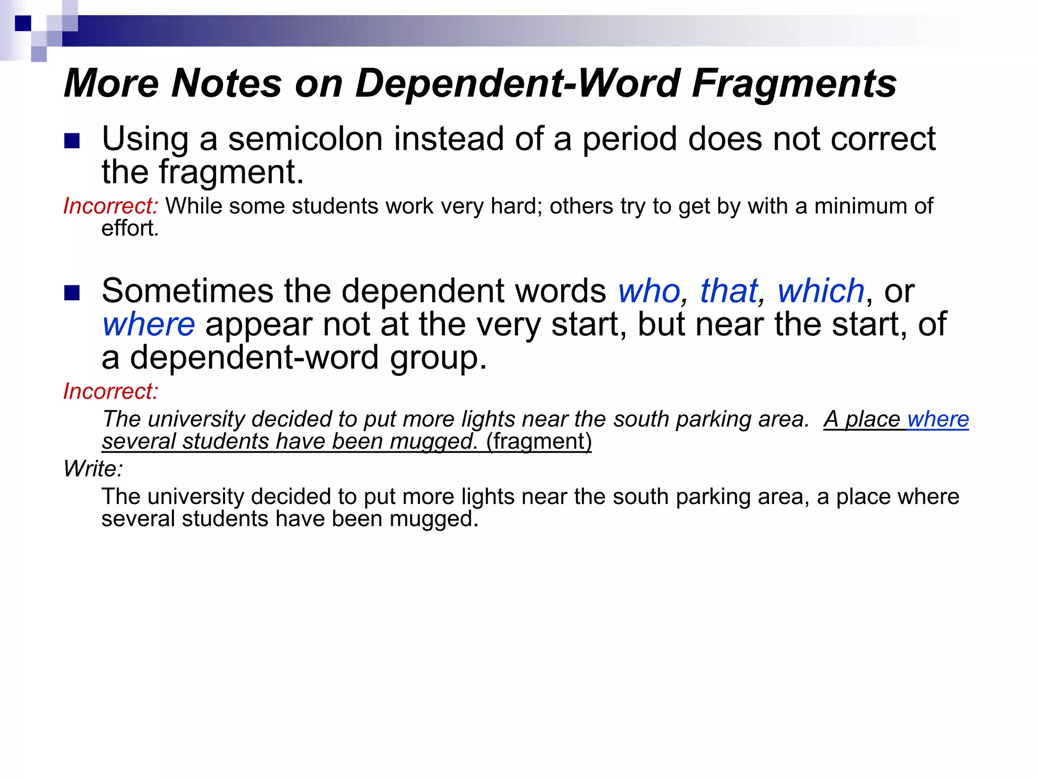 Sentence fragments | PPTX