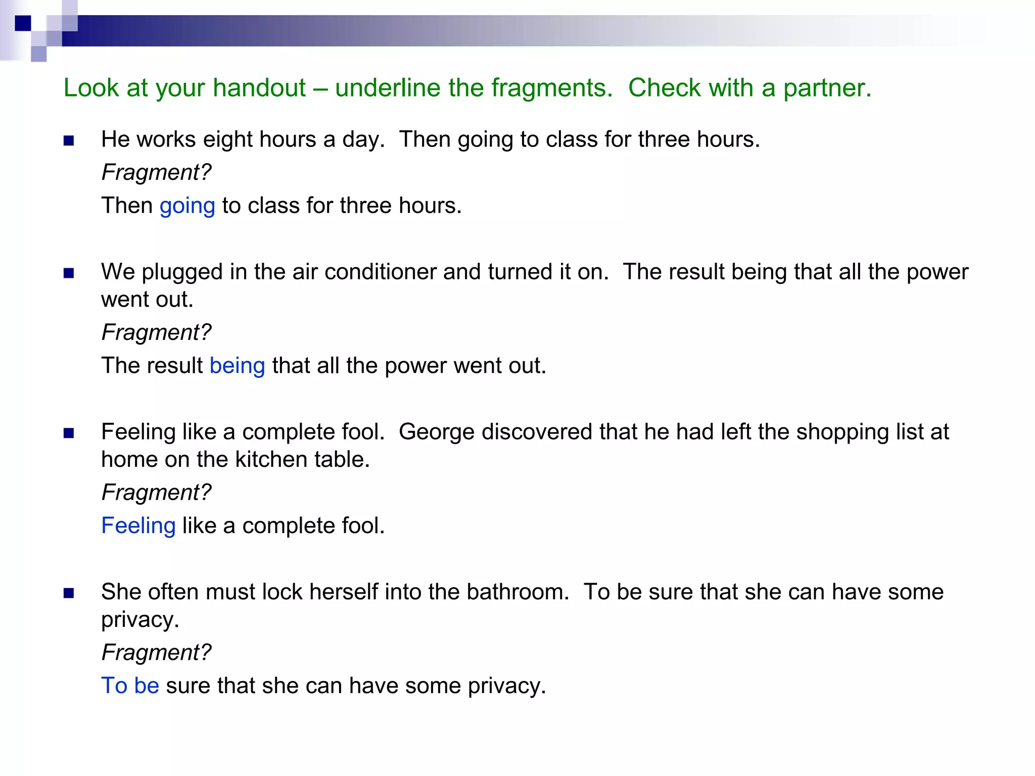 Sentence fragments | PPTX