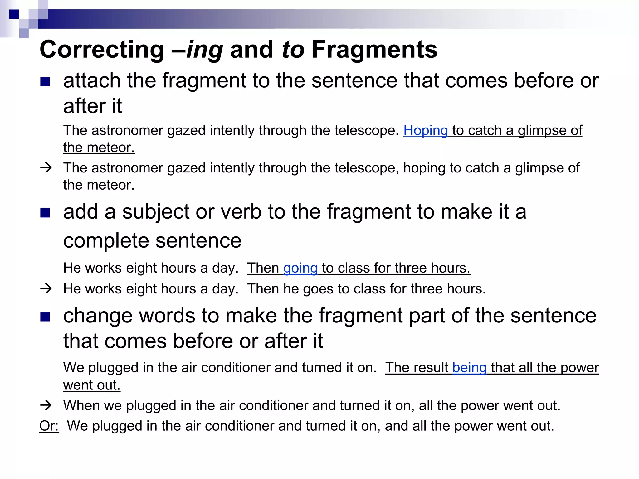 Sentence fragments | PPTX