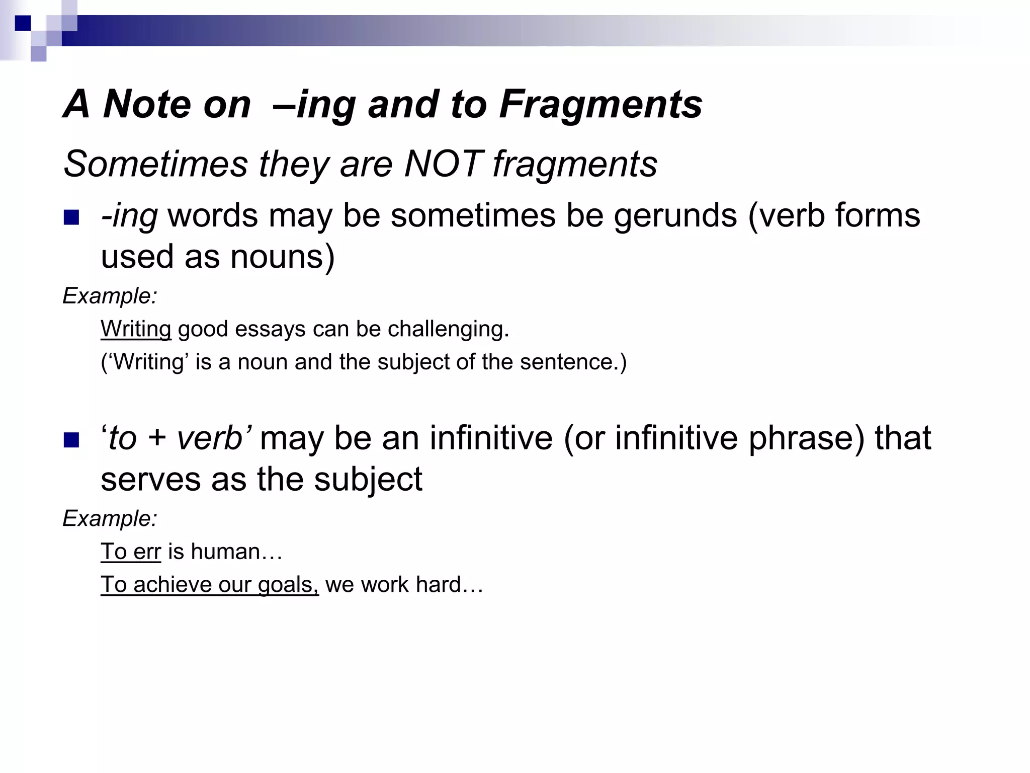 Sentence fragments | PPTX
