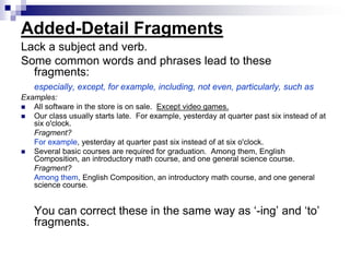 Sentence fragments | PPTX
